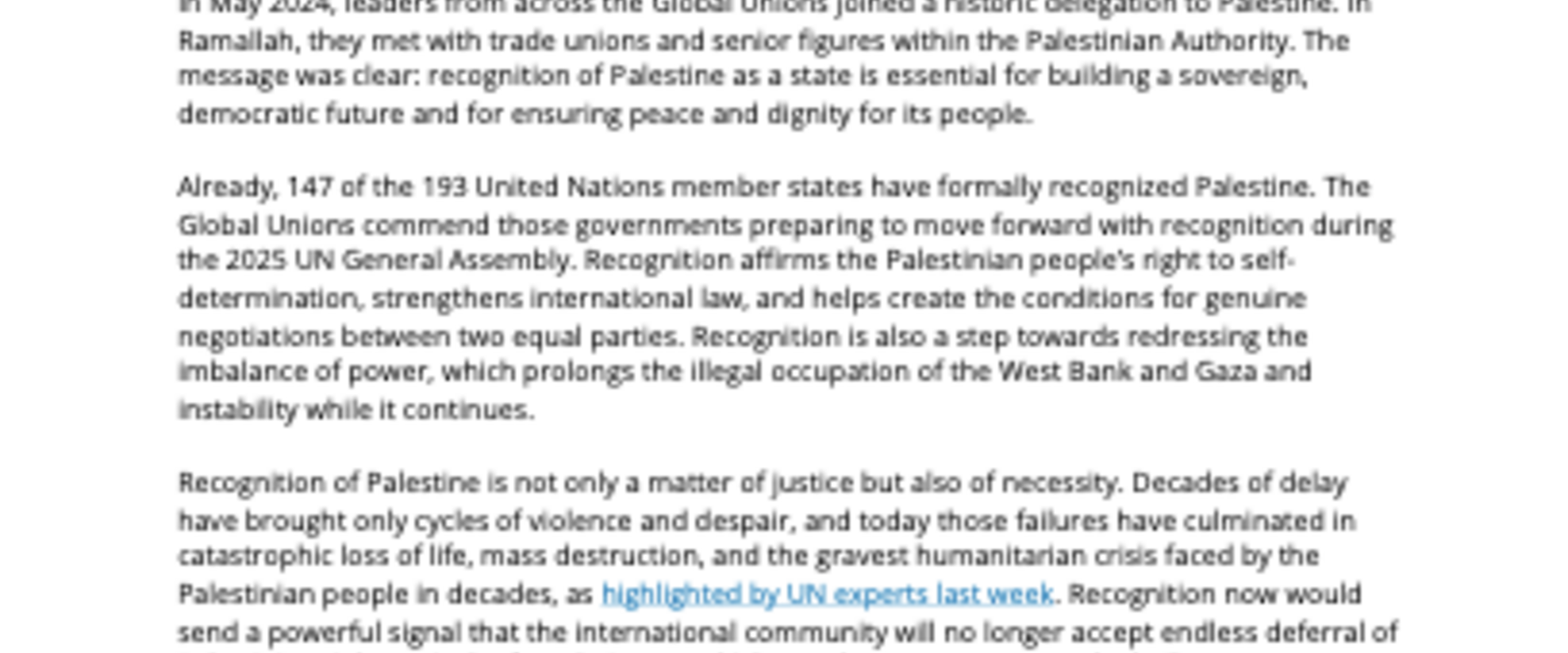Global Unions Urge Recognition of the State of Palestine - PSI - The ...